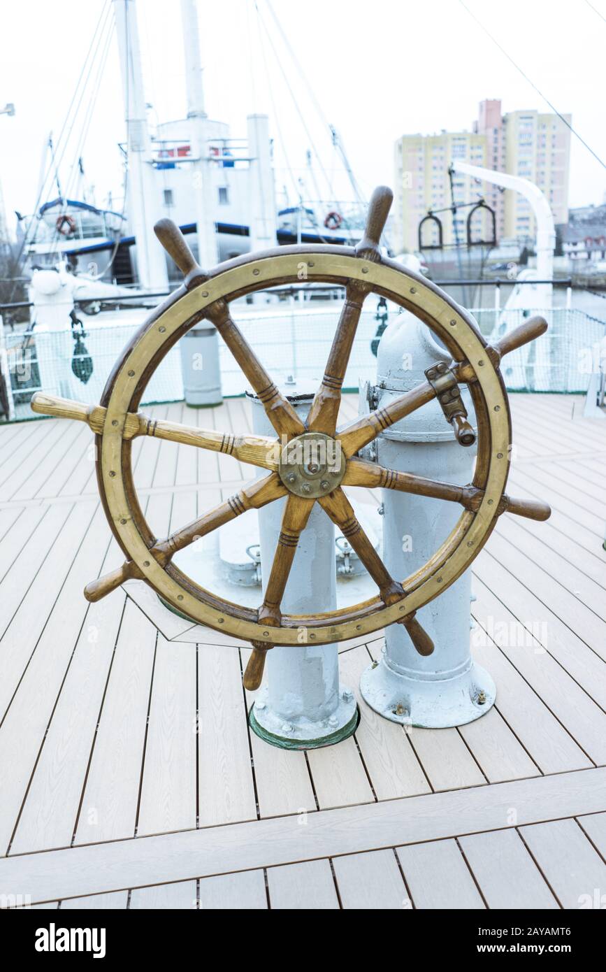Steering Wheel Ship Stock Photo - Alamy
