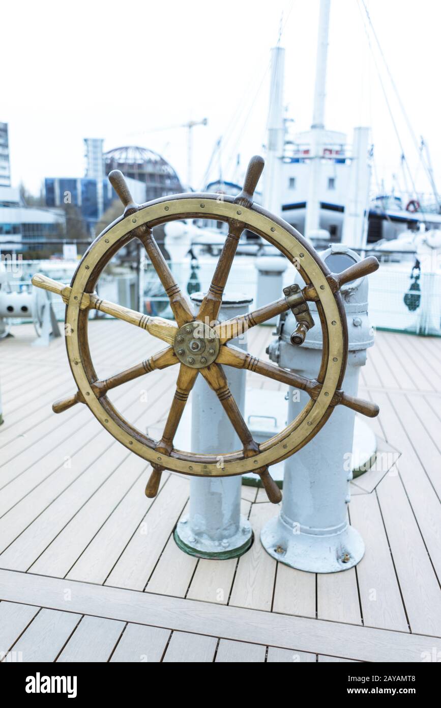 Steering Wheel Ship Stock Photo - Alamy