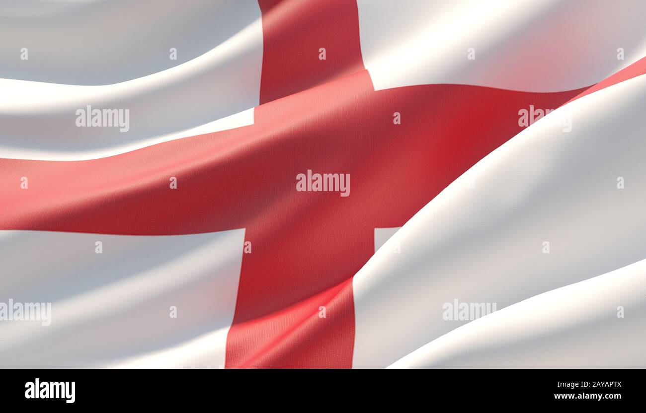 Waved highly detailed close-up flag of England. 3D illustration Stock ...