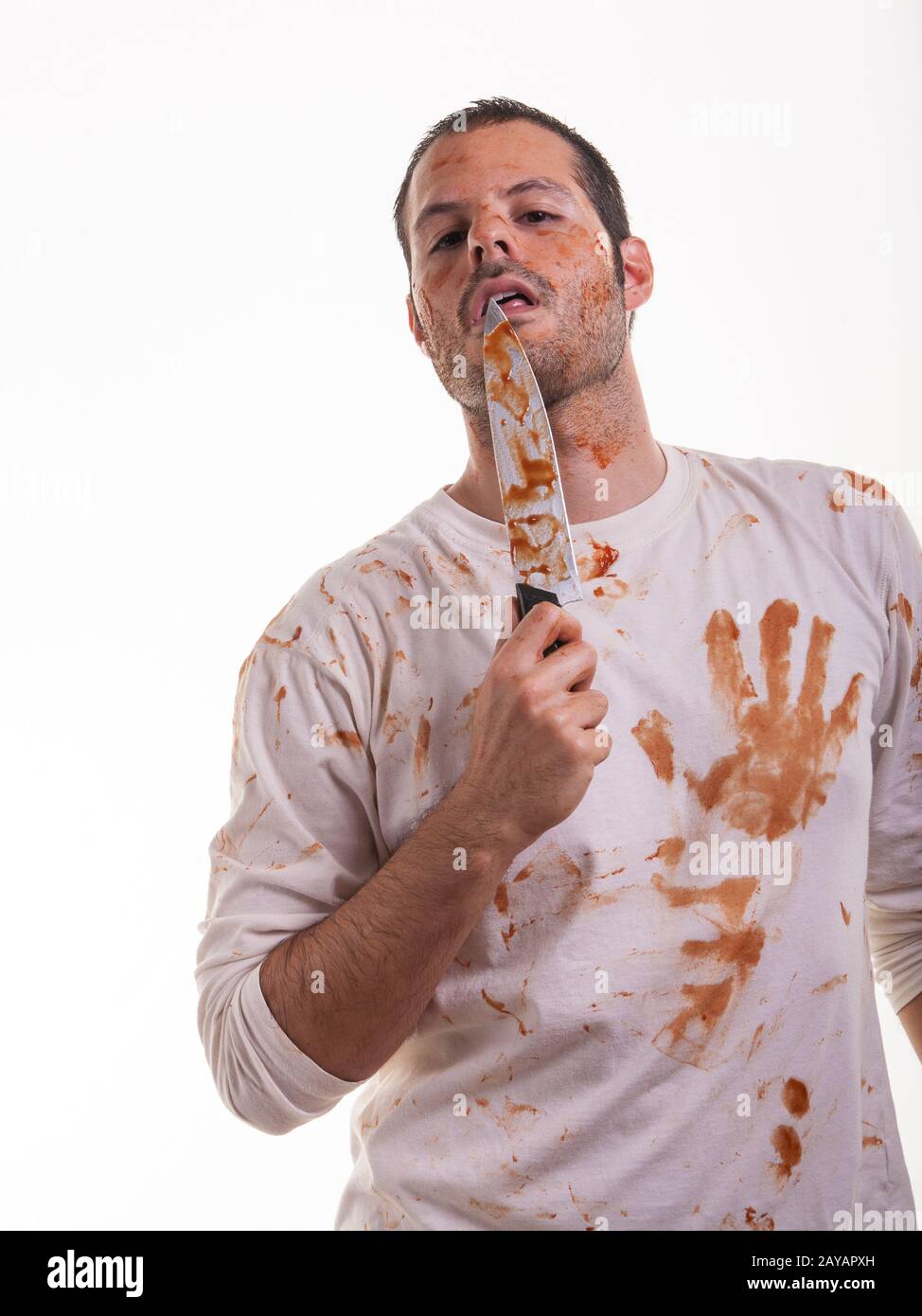 Man hand knife blood hi-res stock photography and images - Alamy