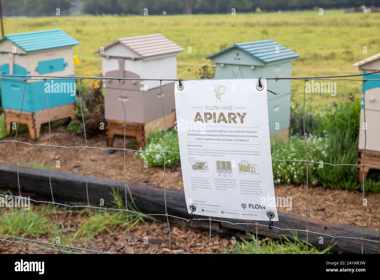 Flowhive bee apiary at The Farm in Byron Bay,ANSW, Australia Stock ...