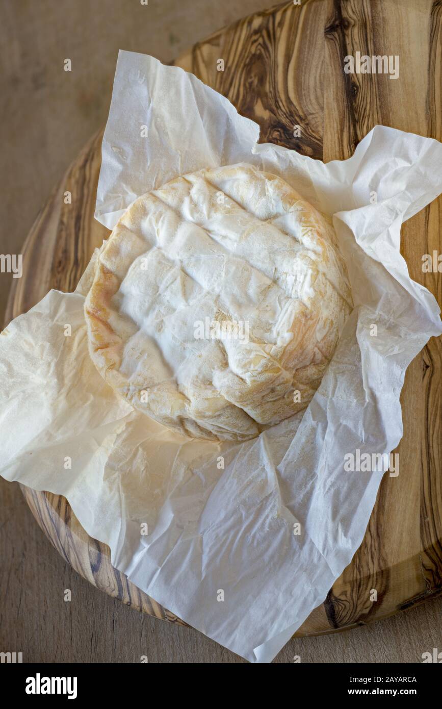 French soft cheese, unwrapped Stock Photo - Alamy