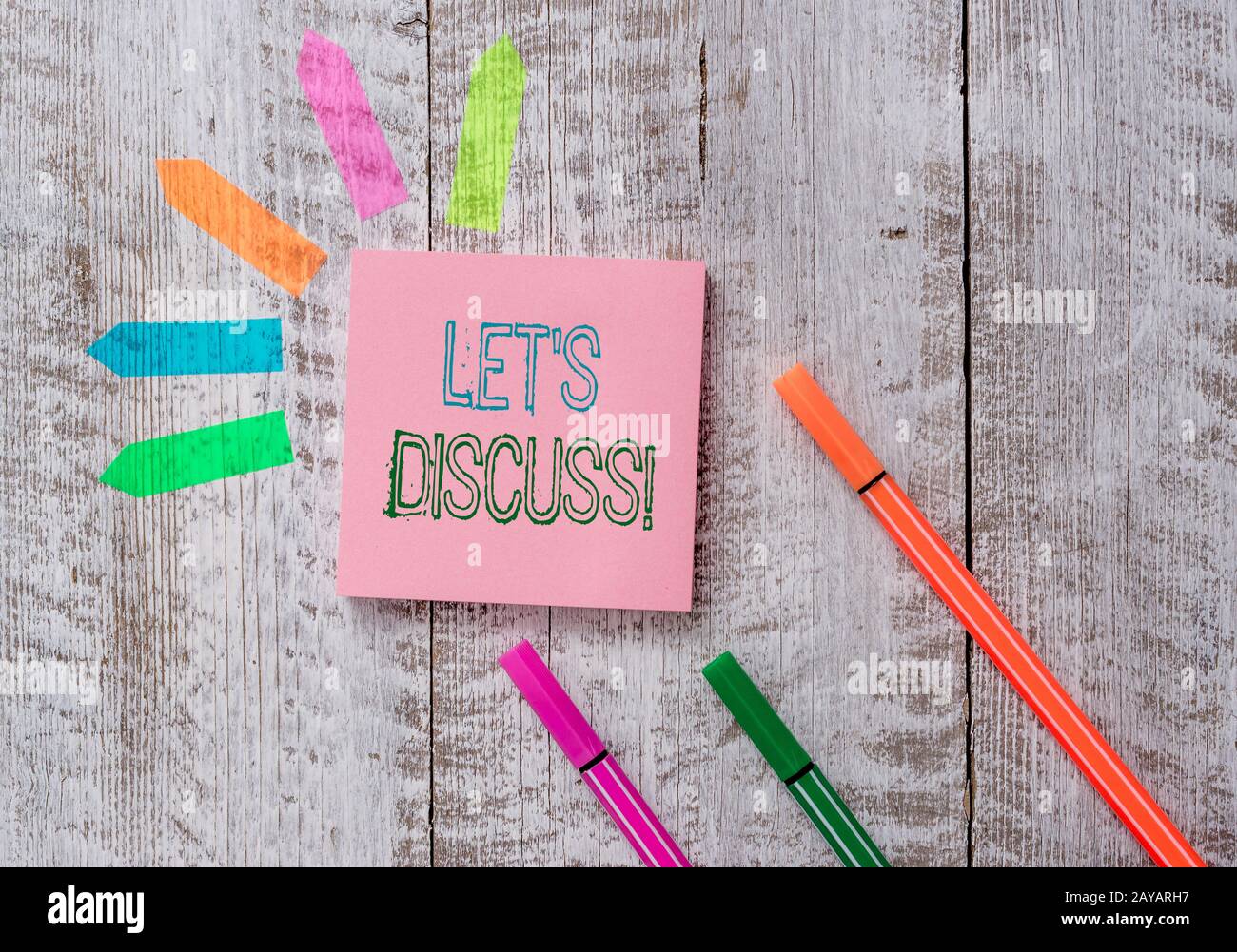 Text sign showing Let S Discuss. Conceptual photo asking someone to ...