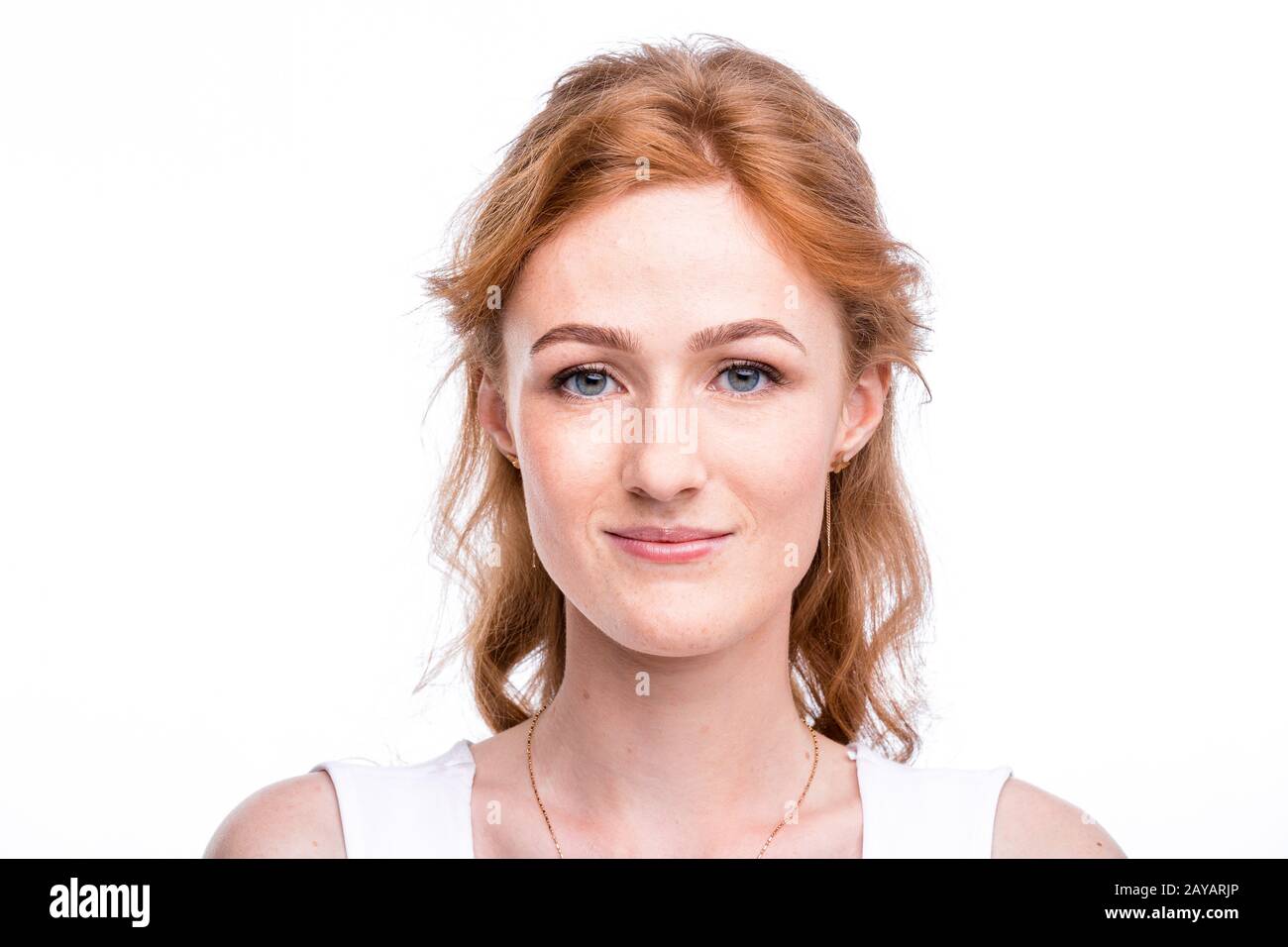 Portrait of a beautiful young woman of European, Caucasian nationality ...