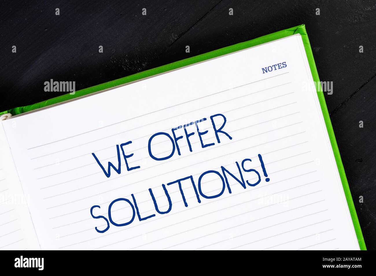 Text sign showing We Offer Solutions. Conceptual photo way to solve ...
