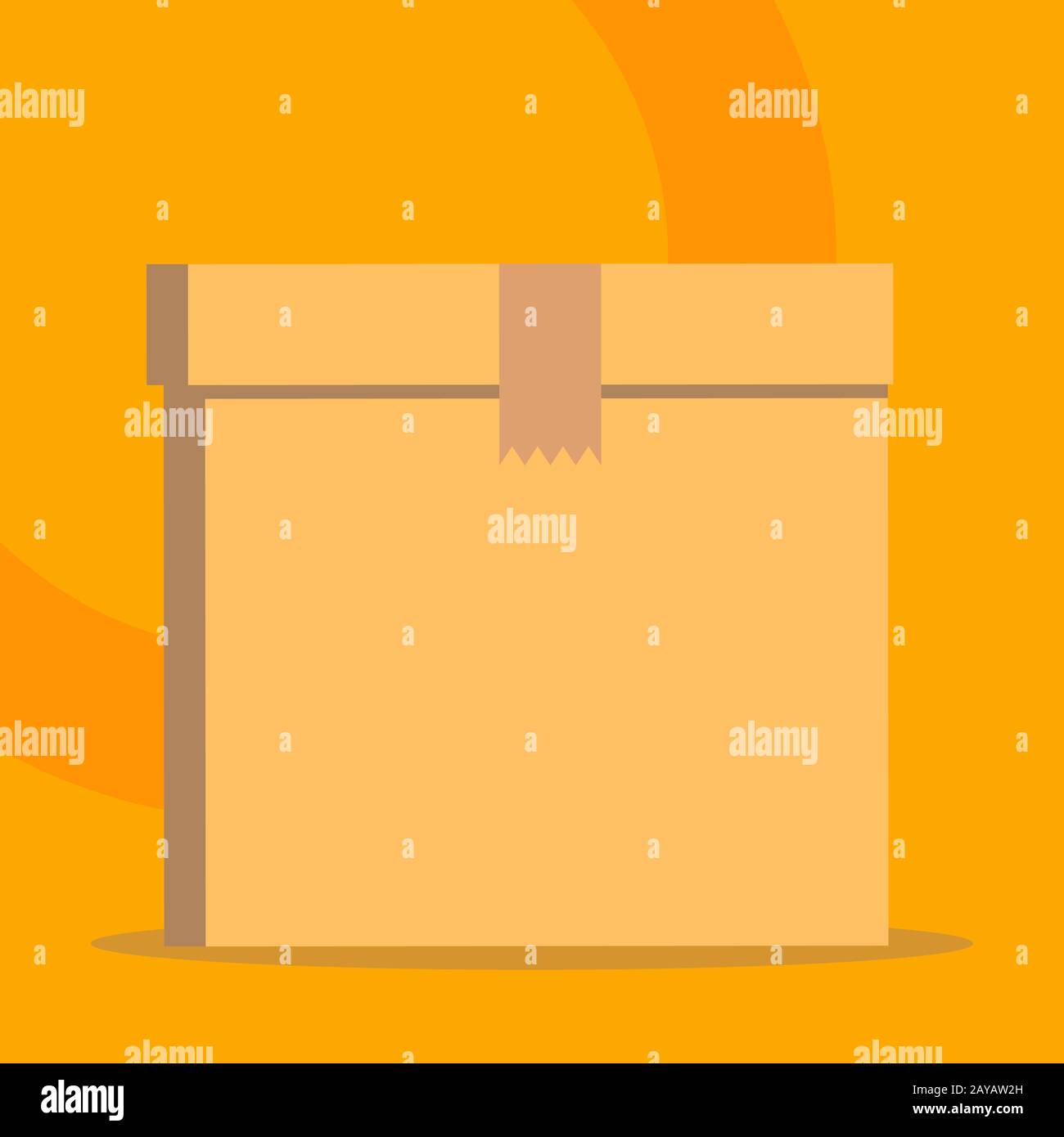 Close up front view open brown cardboard box isolated with lid sealed ...