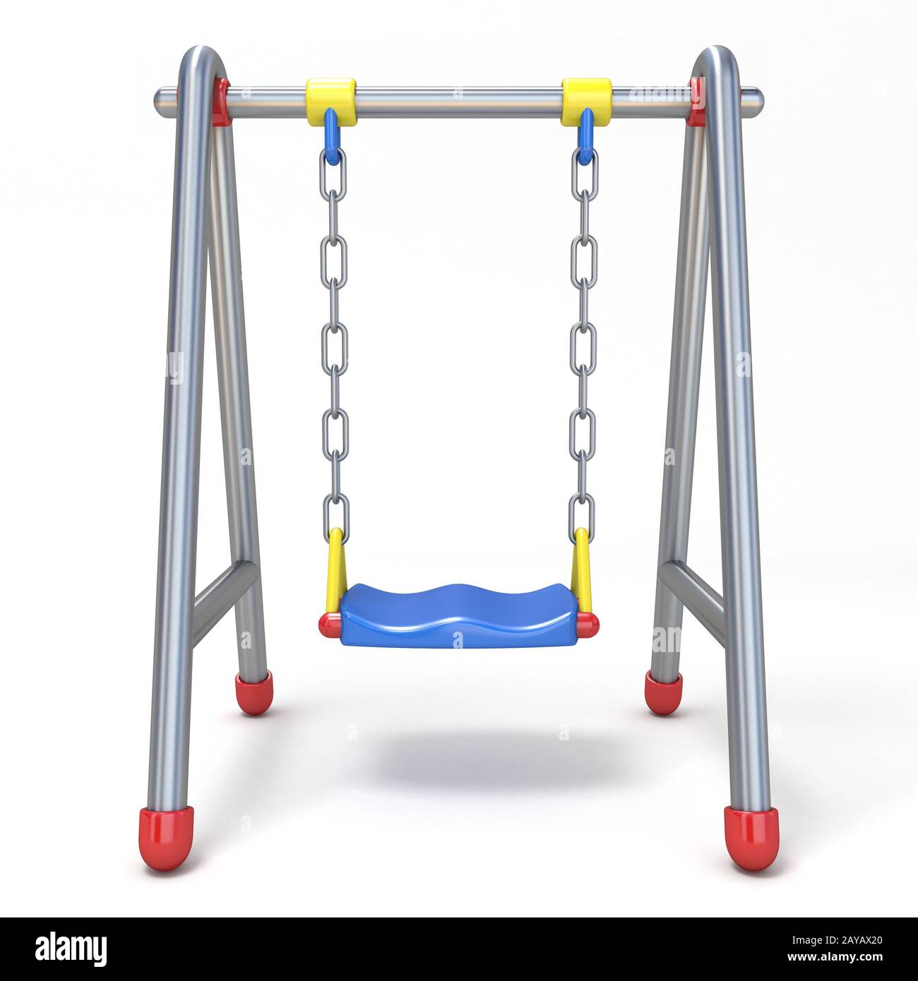 Single children swing front view 3D Stock Photo - Alamy