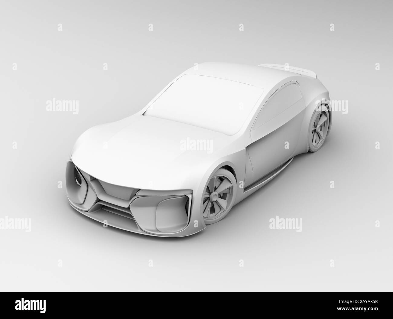 Clay rendering of electric powered sports coupe. 3D rendering image ...
