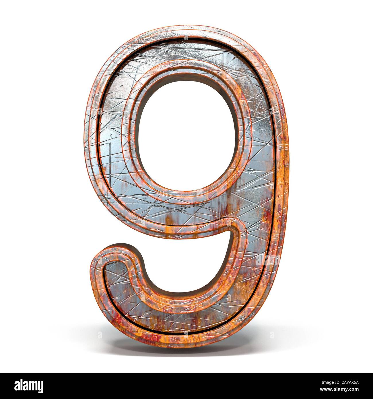 Rusty metal font Number 9 NINE 3D Stock Photo - Alamy