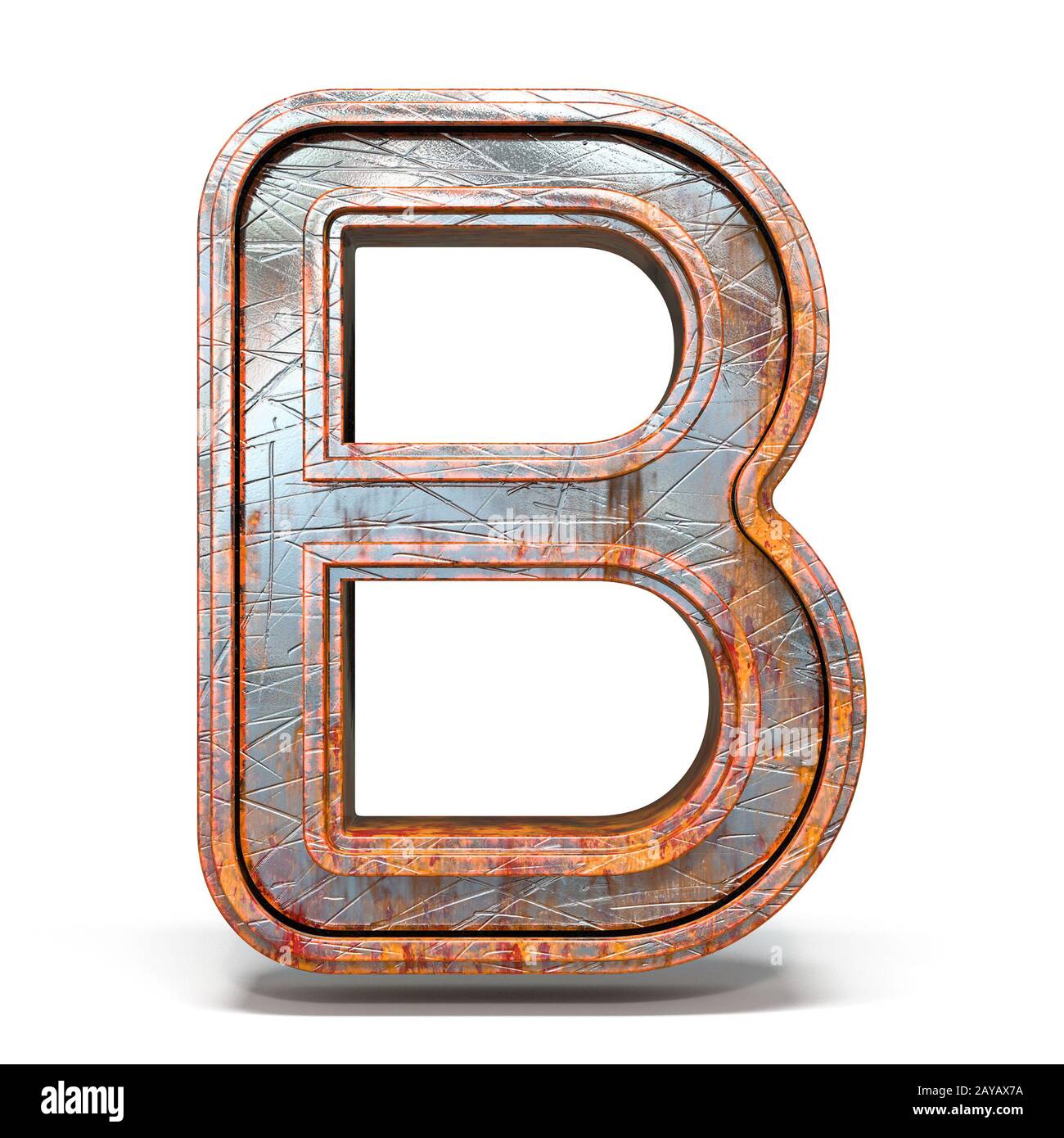 Rusty metal font Letter B 3D Stock Photo - Alamy