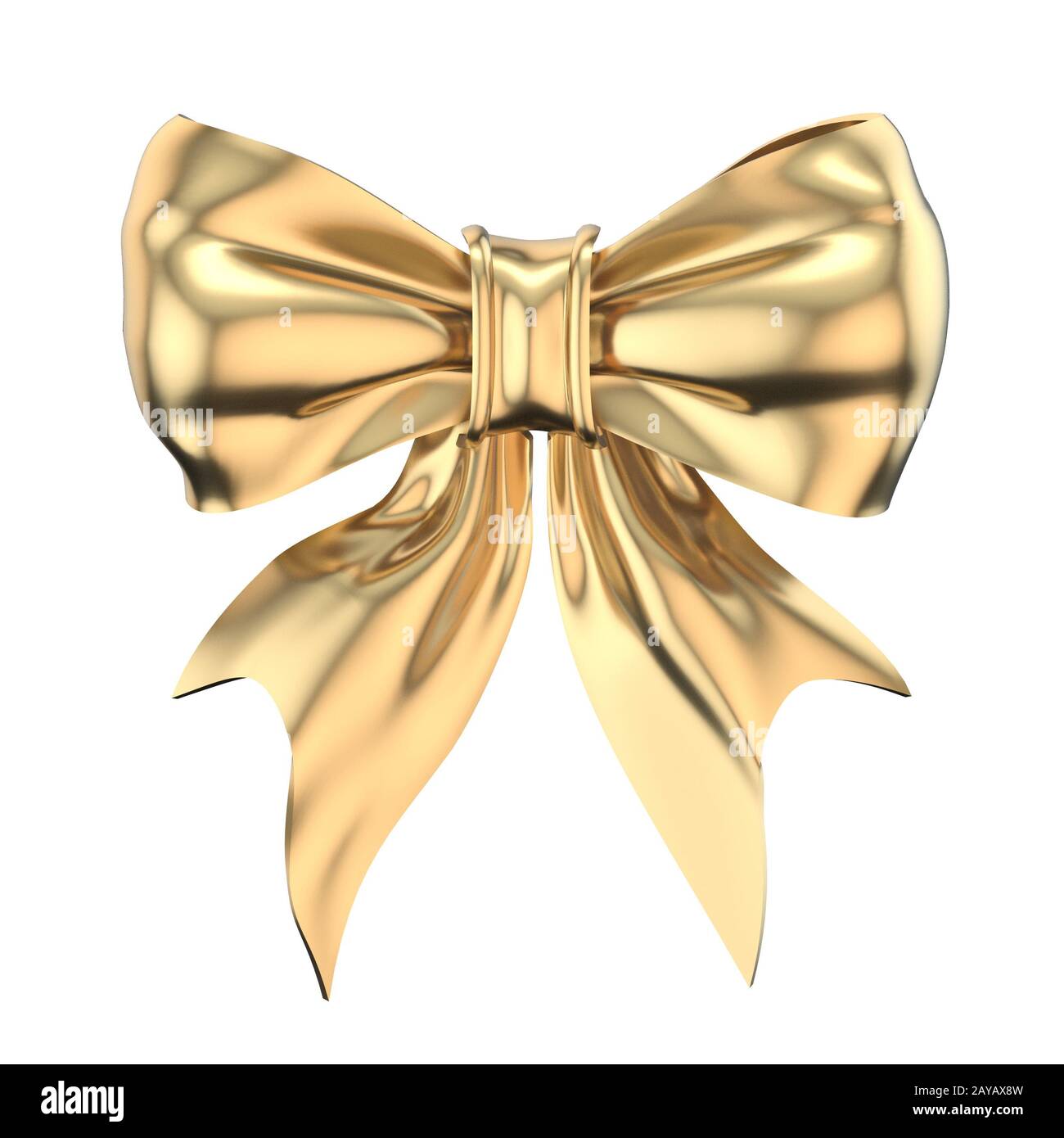 Golden ribbon bow 3D Stock Photo - Alamy