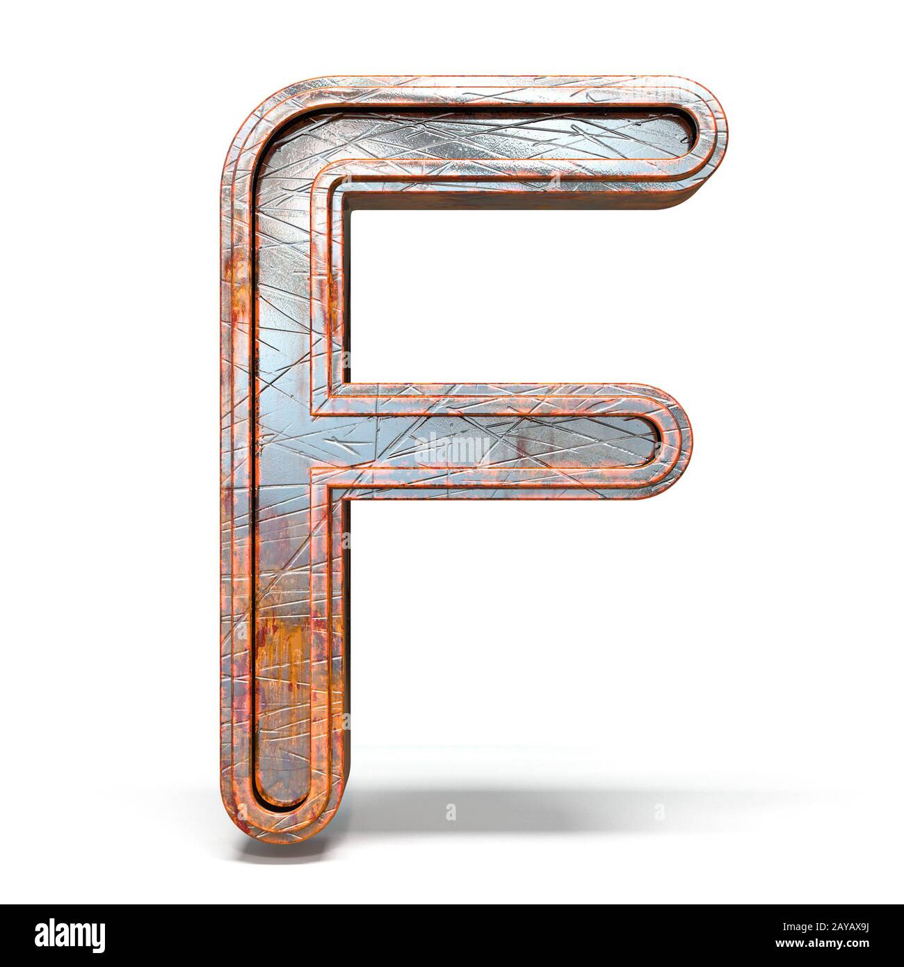 Rusty metal font Letter F 3D Stock Photo - Alamy