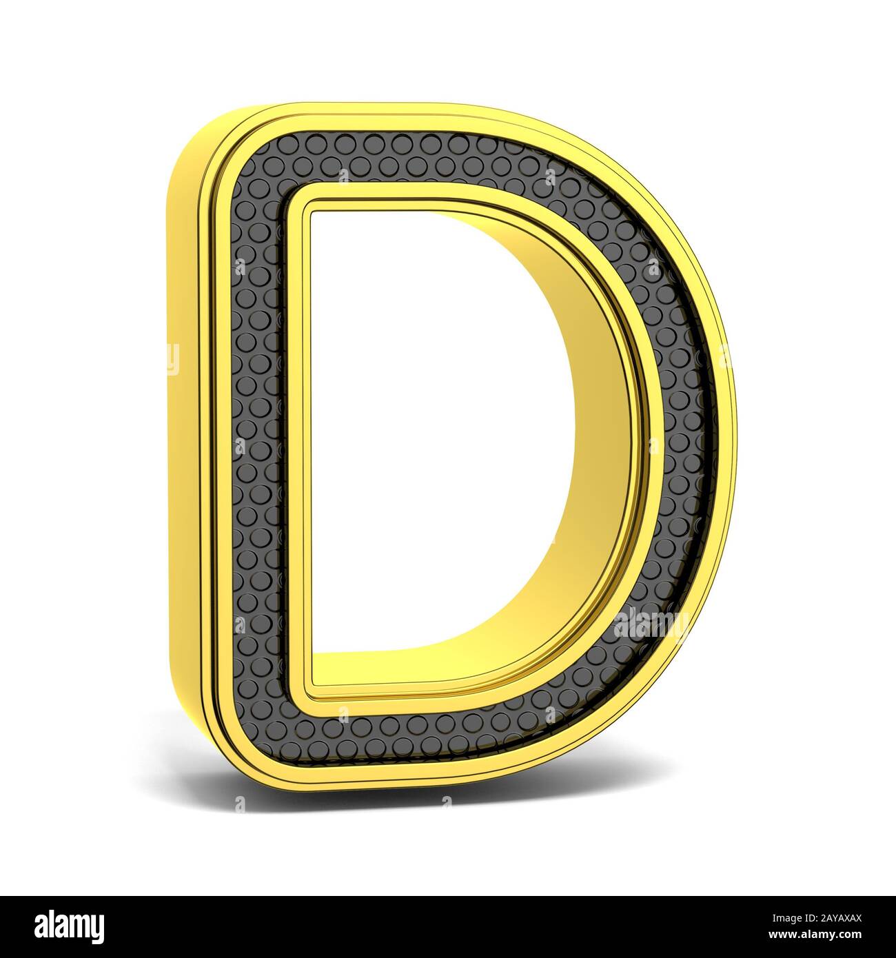 Golden and black round alphabet. Letter D. 3D Stock Photo - Alamy