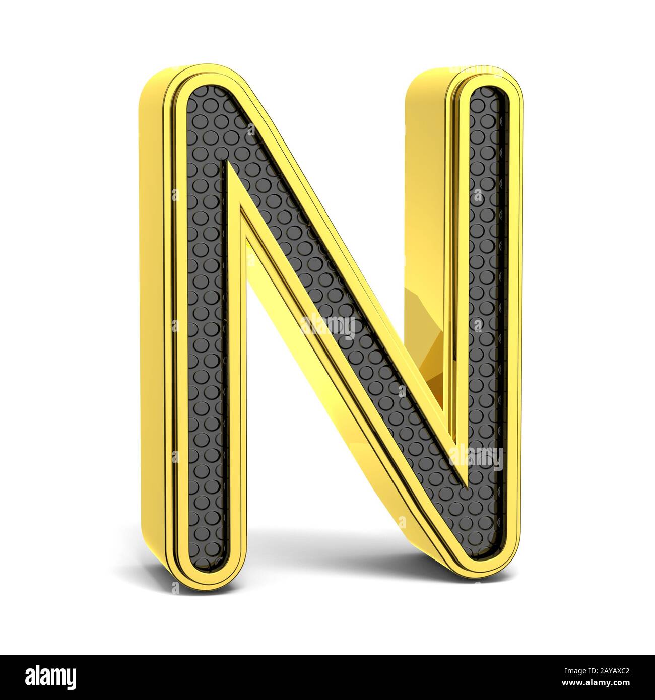 Golden and black round alphabet. Letter N. 3D Stock Photo - Alamy