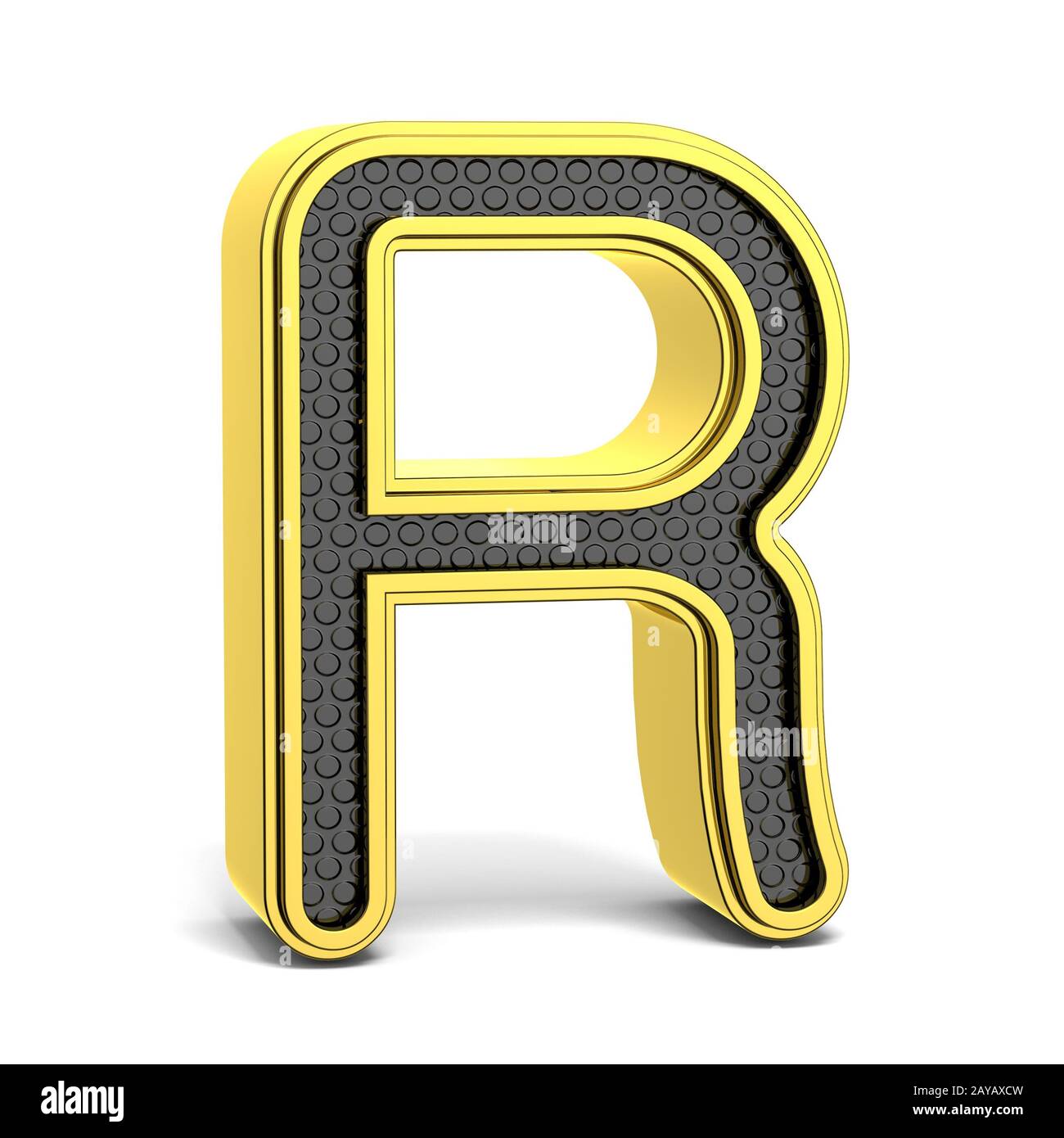 Golden and black round alphabet. Letter R. 3D Stock Photo - Alamy