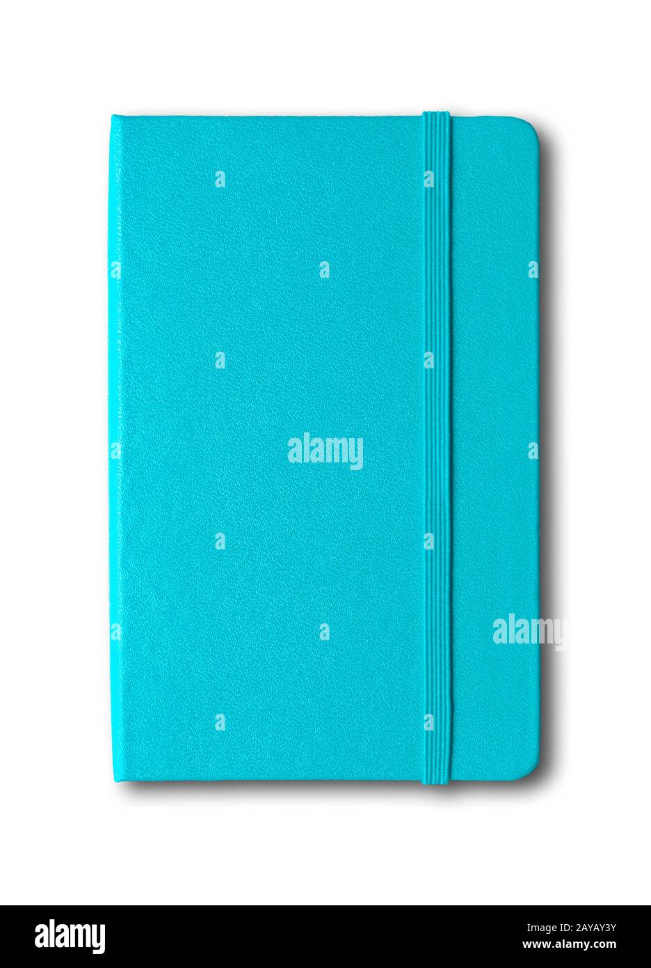 Aqua blue closed notebook isolated on white Stock Photo - Alamy