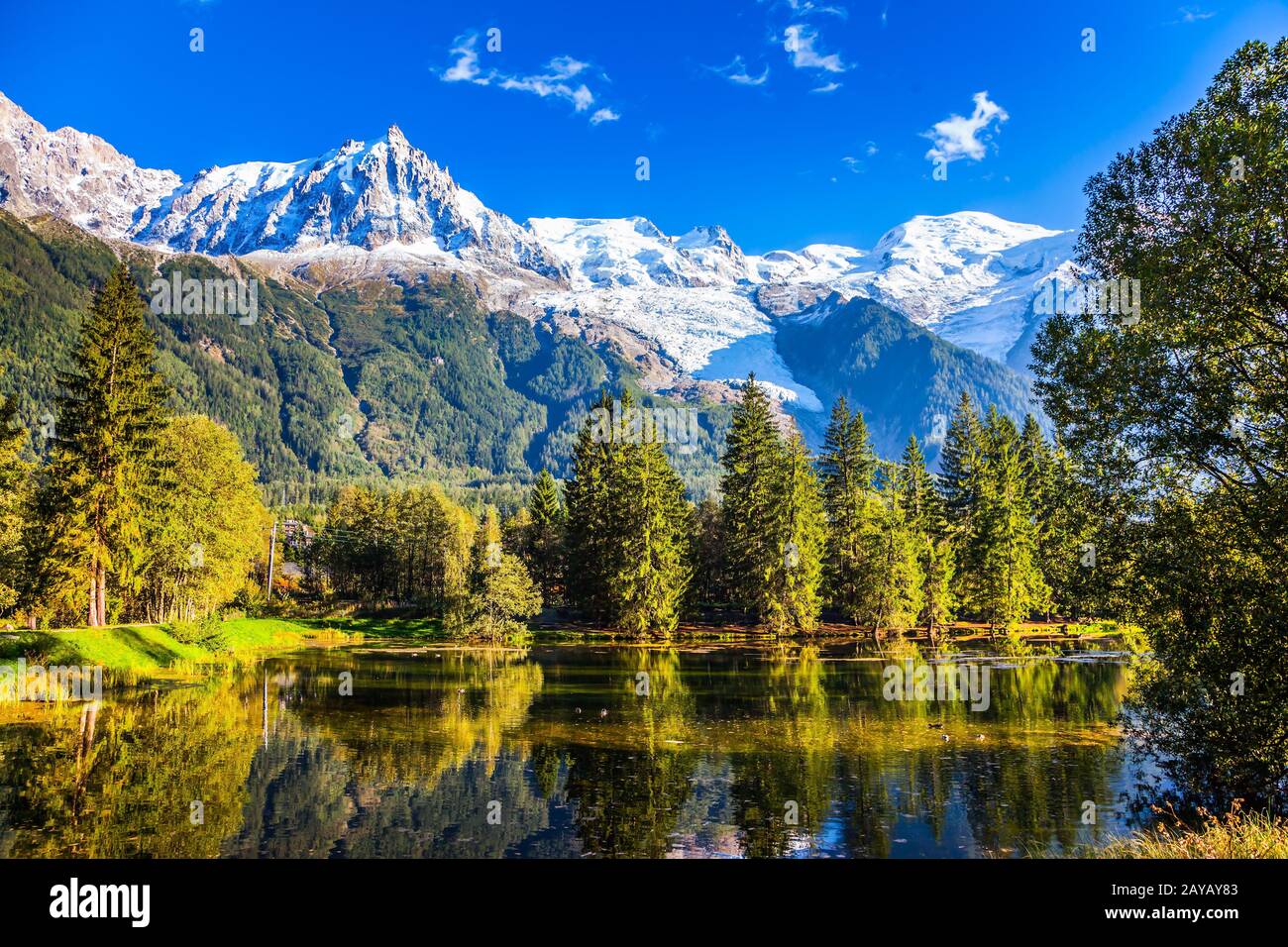 Chamonix City Park is illuminated by sunset Stock Photo - Alamy