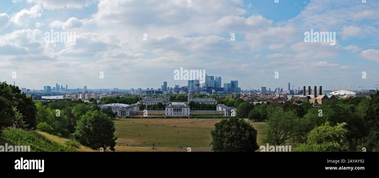 Panoramic view from Greenwich Observatory on London Stock Photo - Alamy