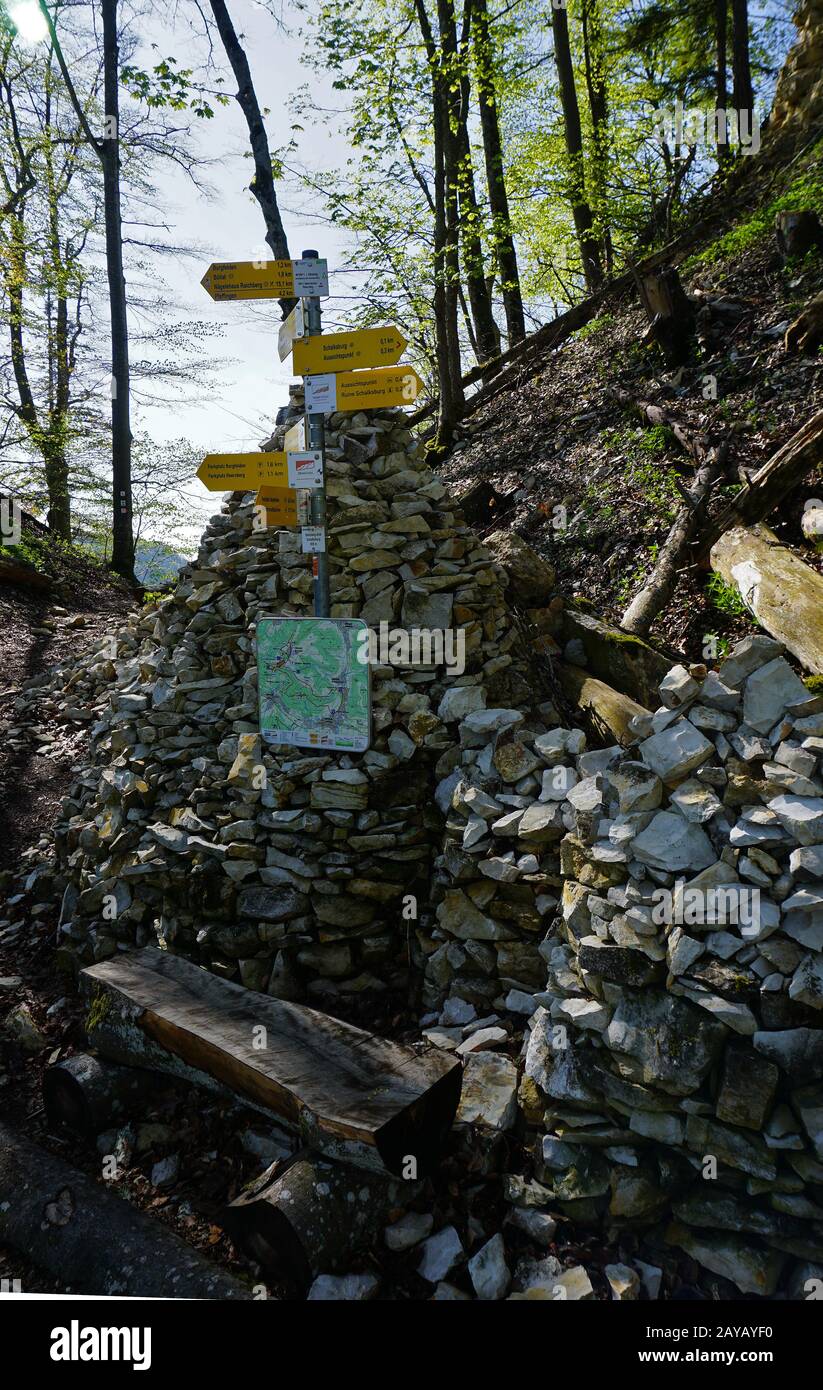hiking trail, road sign Stock Photo - Alamy
