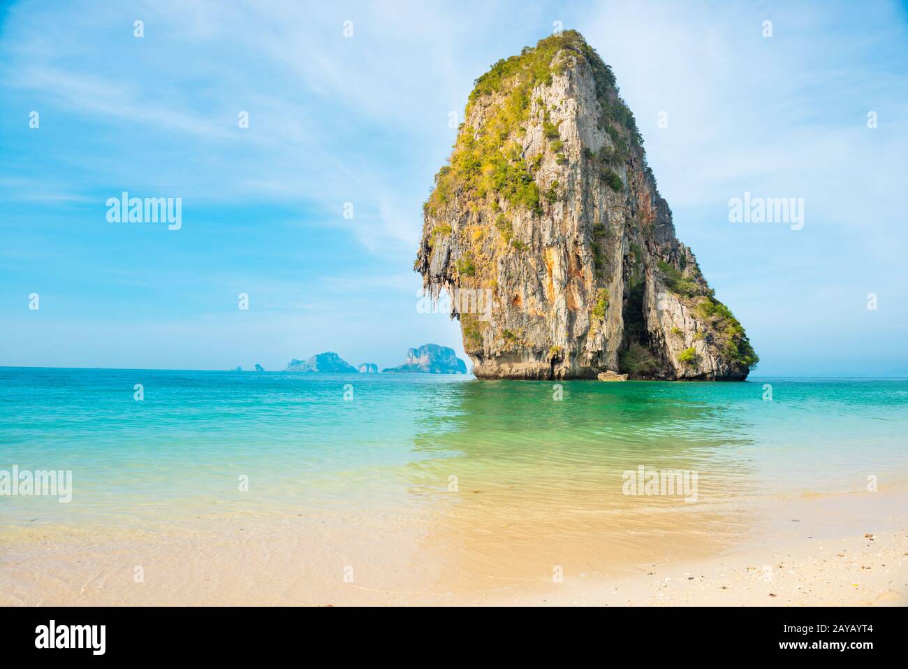 Tropical landscape with sea and rock island Stock Photo - Alamy