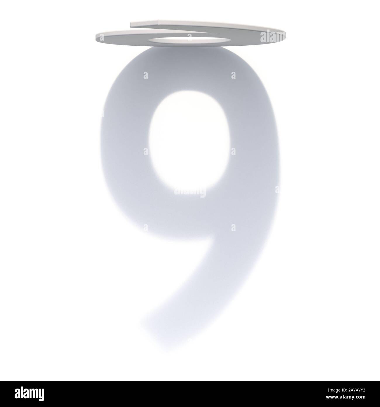 Vertical drop shadow number 9 NINE 3D Stock Photo - Alamy