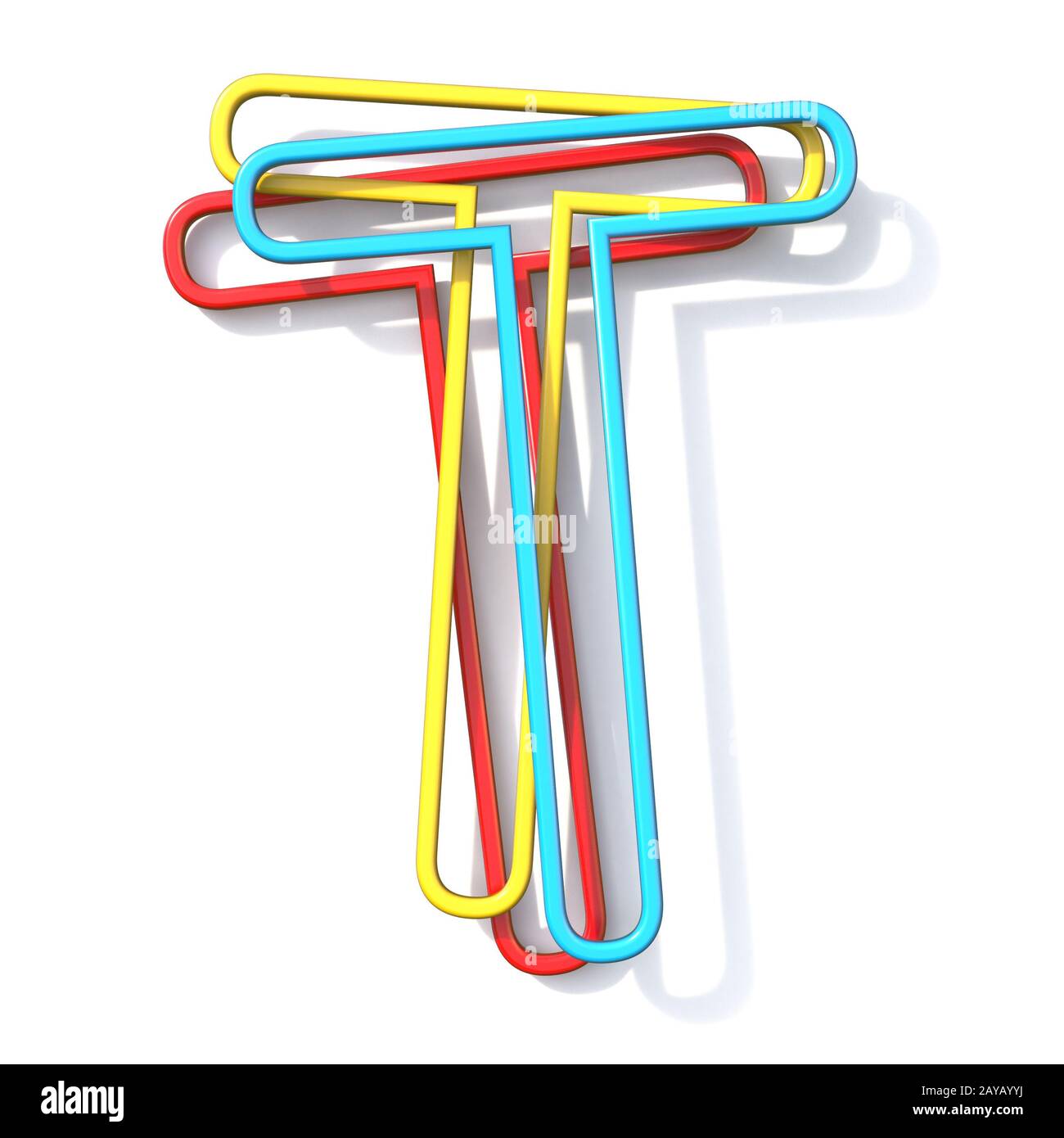 Three basic color wire font Letter T 3D Stock Photo - Alamy