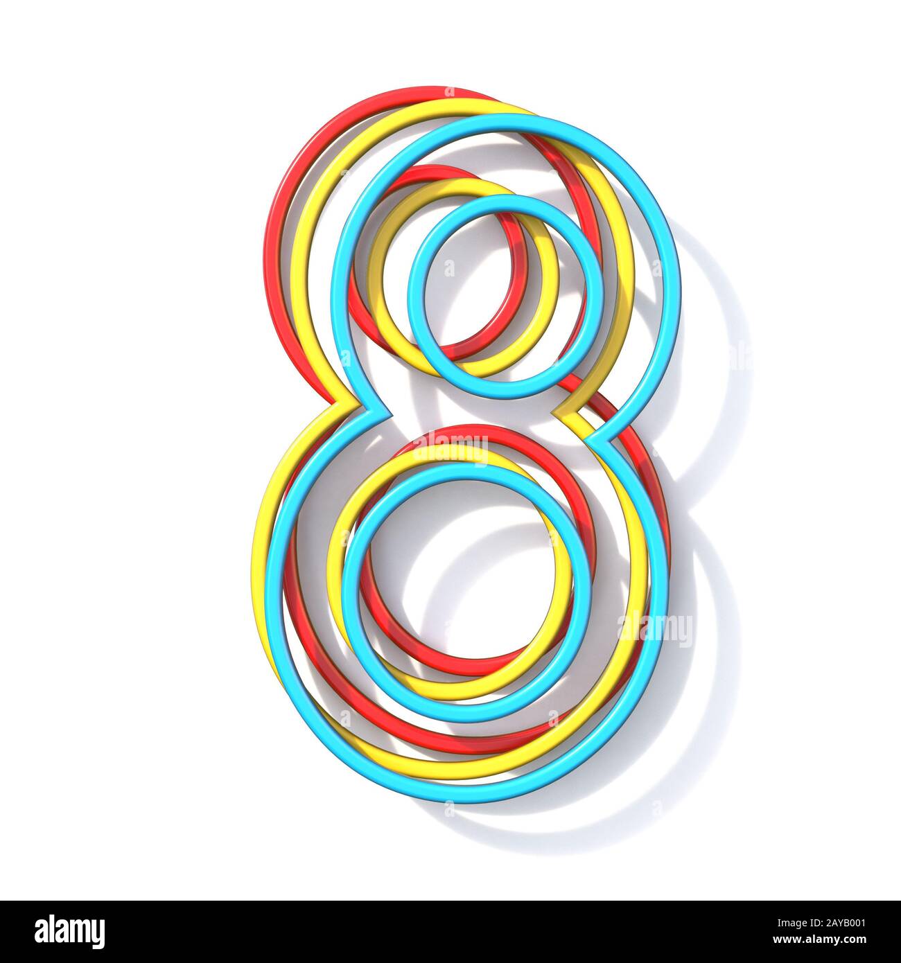 Three basic color wire font number 8 EIGHT 3D Stock Photo - Alamy