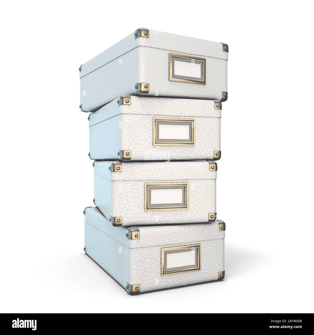White leather closed boxes 3D Stock Photo - Alamy