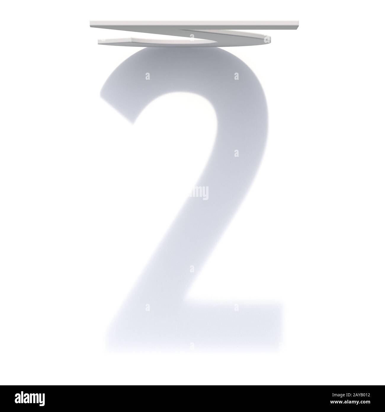 Vertical drop shadow number 2 TWO 3D Stock Photo - Alamy