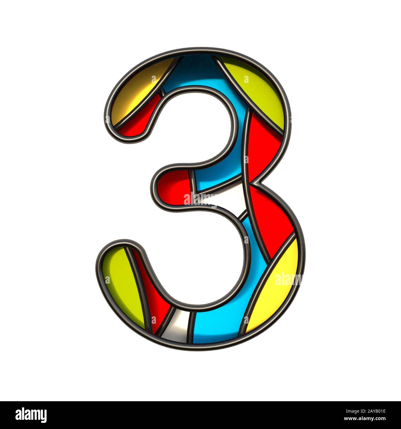 Multi color layers font Number 3 THREE 3D Stock Photo - Alamy