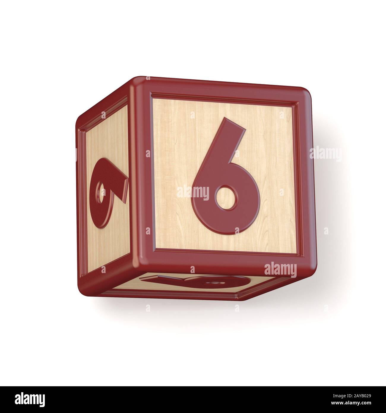 Number 6 SIX wooden alphabet blocks font rotated. 3D Stock Photo - Alamy