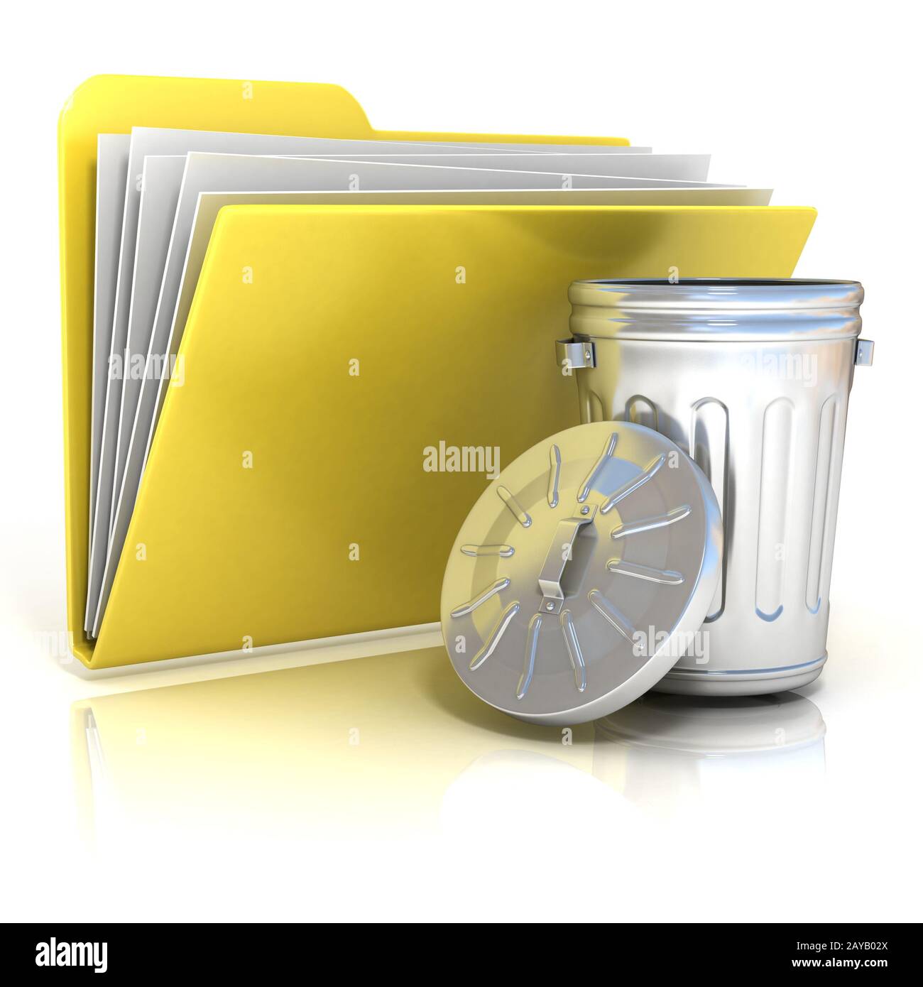 Open steel trash can folder icon, 3D Stock Photo - Alamy