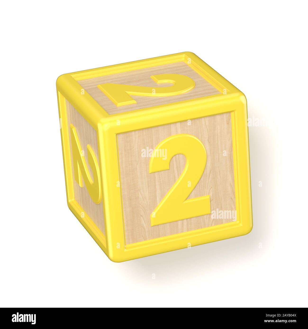 Number 2 TWO wooden alphabet blocks font rotated. 3D Stock Photo - Alamy