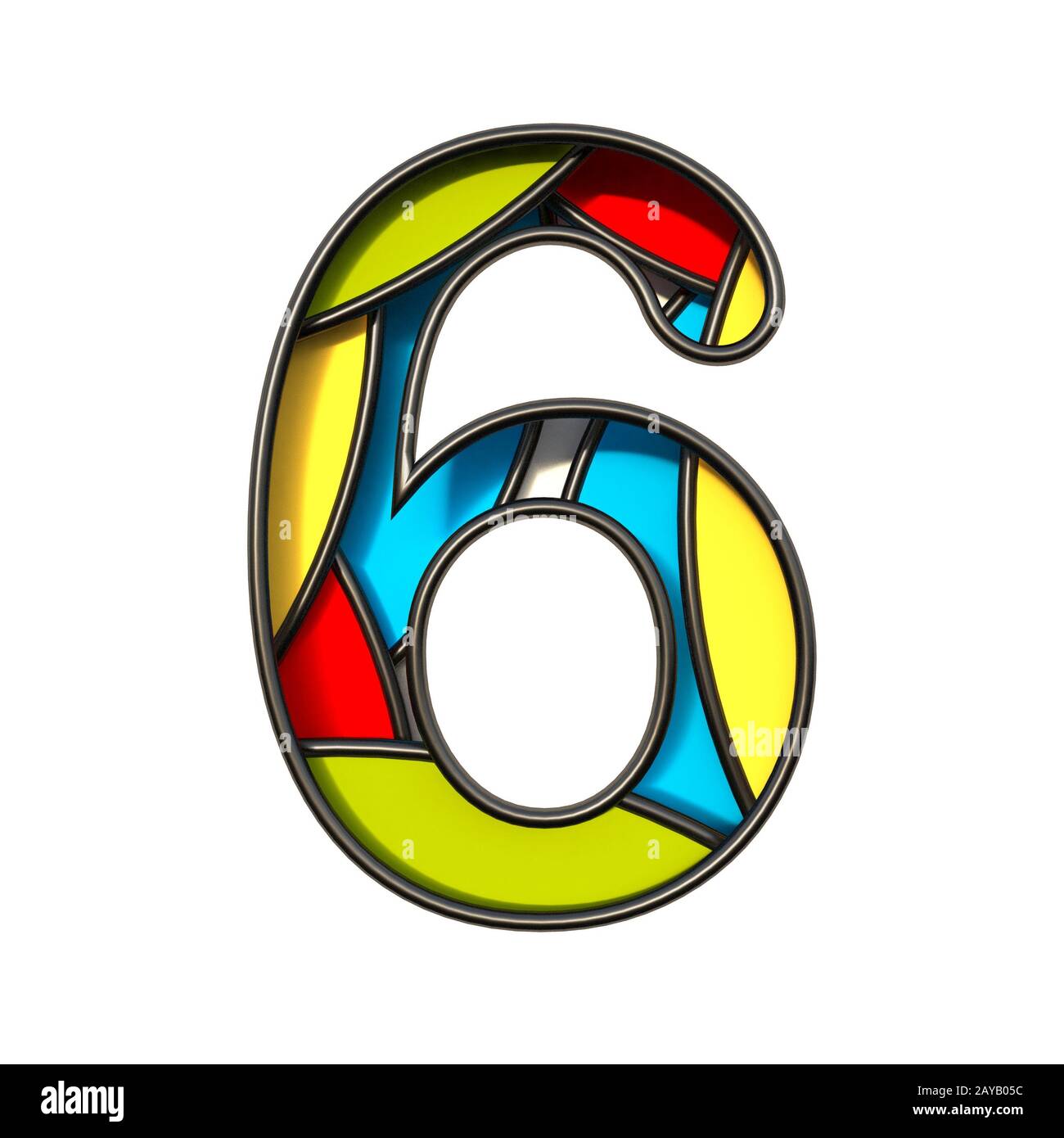 Multi color layers font Number 6 SIX 3D Stock Photo - Alamy