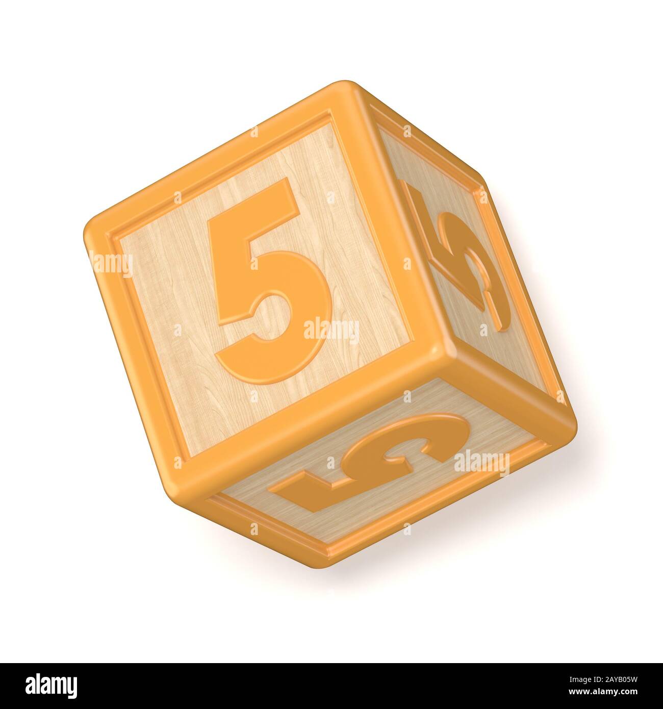 Number 5 FIVE wooden alphabet blocks font rotated. 3D Stock Photo - Alamy