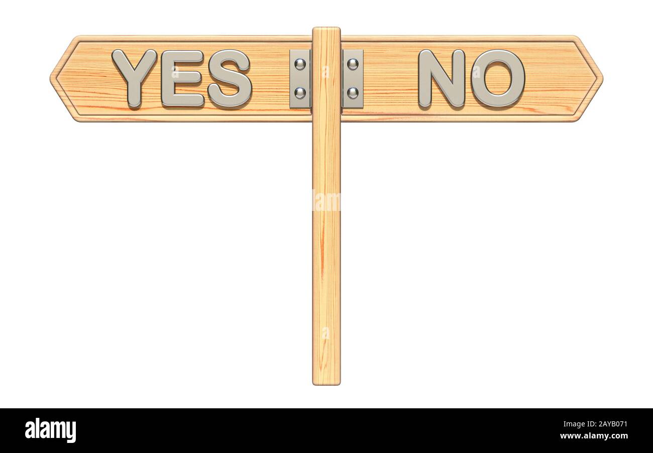 YES and NO wooden sign 3D Stock Photo - Alamy