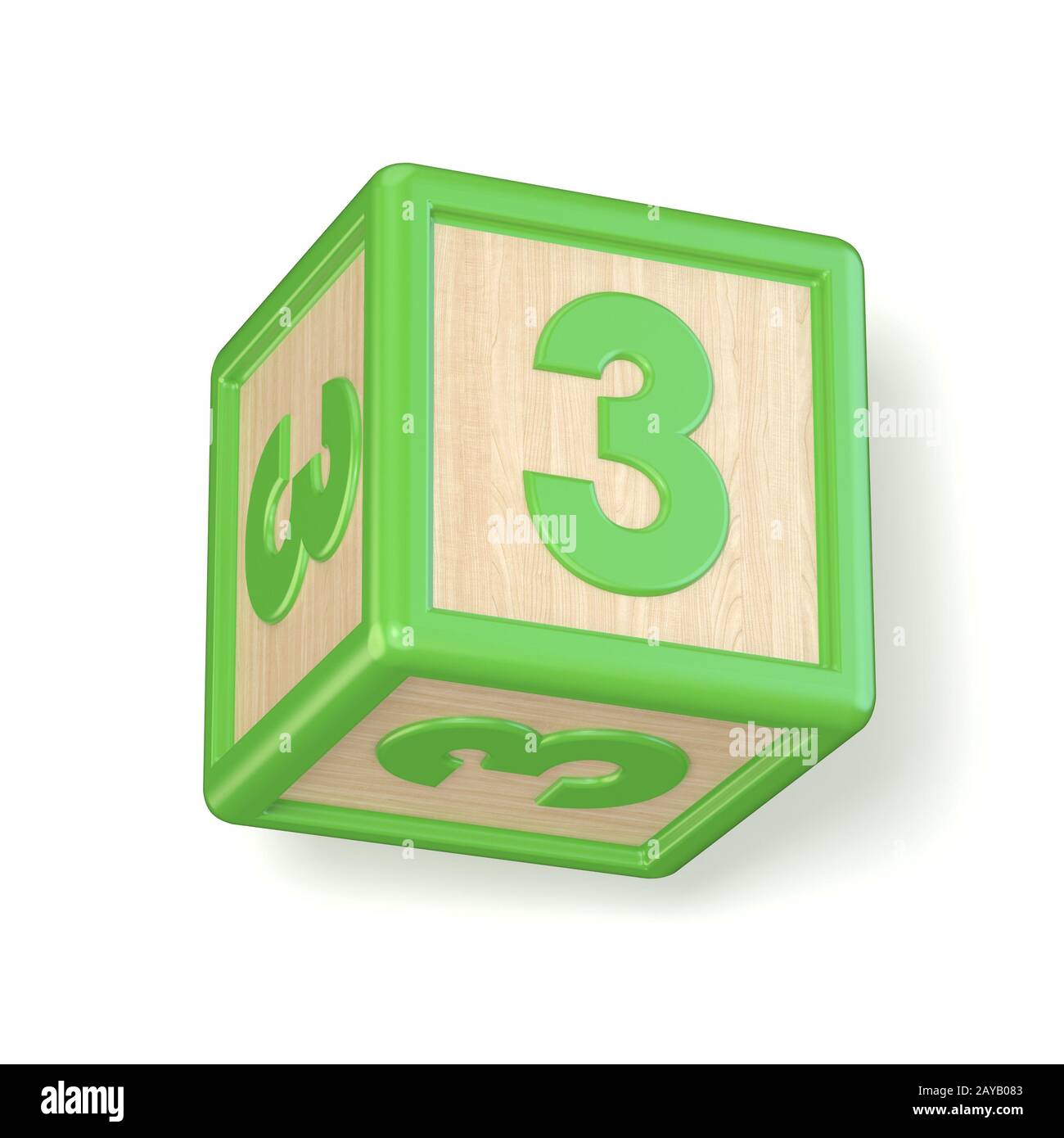 Number 3 THREE wooden alphabet blocks font rotated. 3D Stock Photo - Alamy