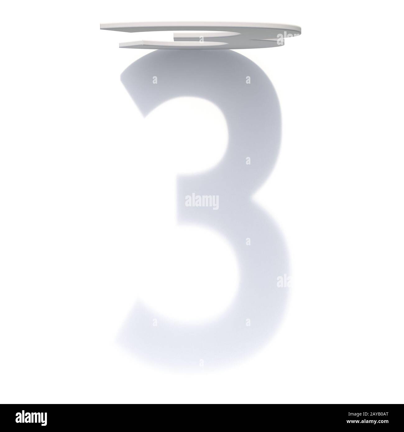 Vertical drop shadow number 3 THREE 3D Stock Photo - Alamy
