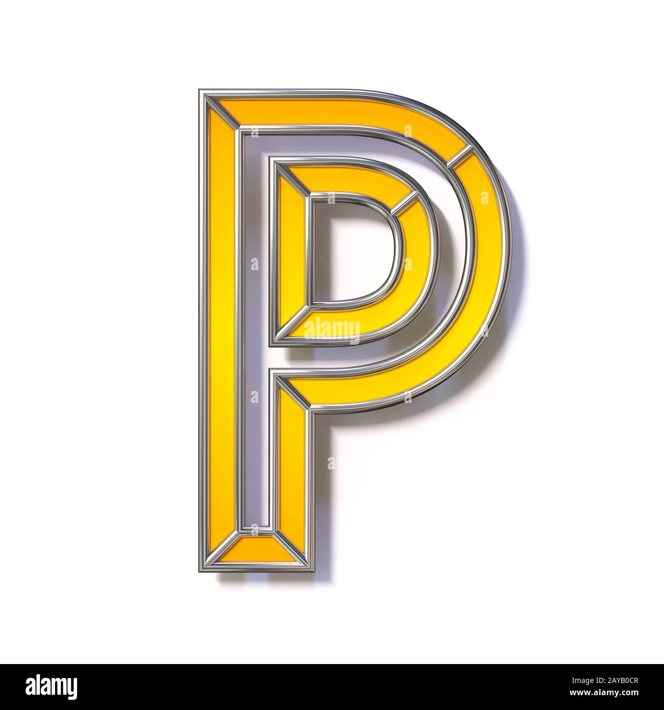 Orange metal wire font Letter P 3D Stock Photo - Alamy