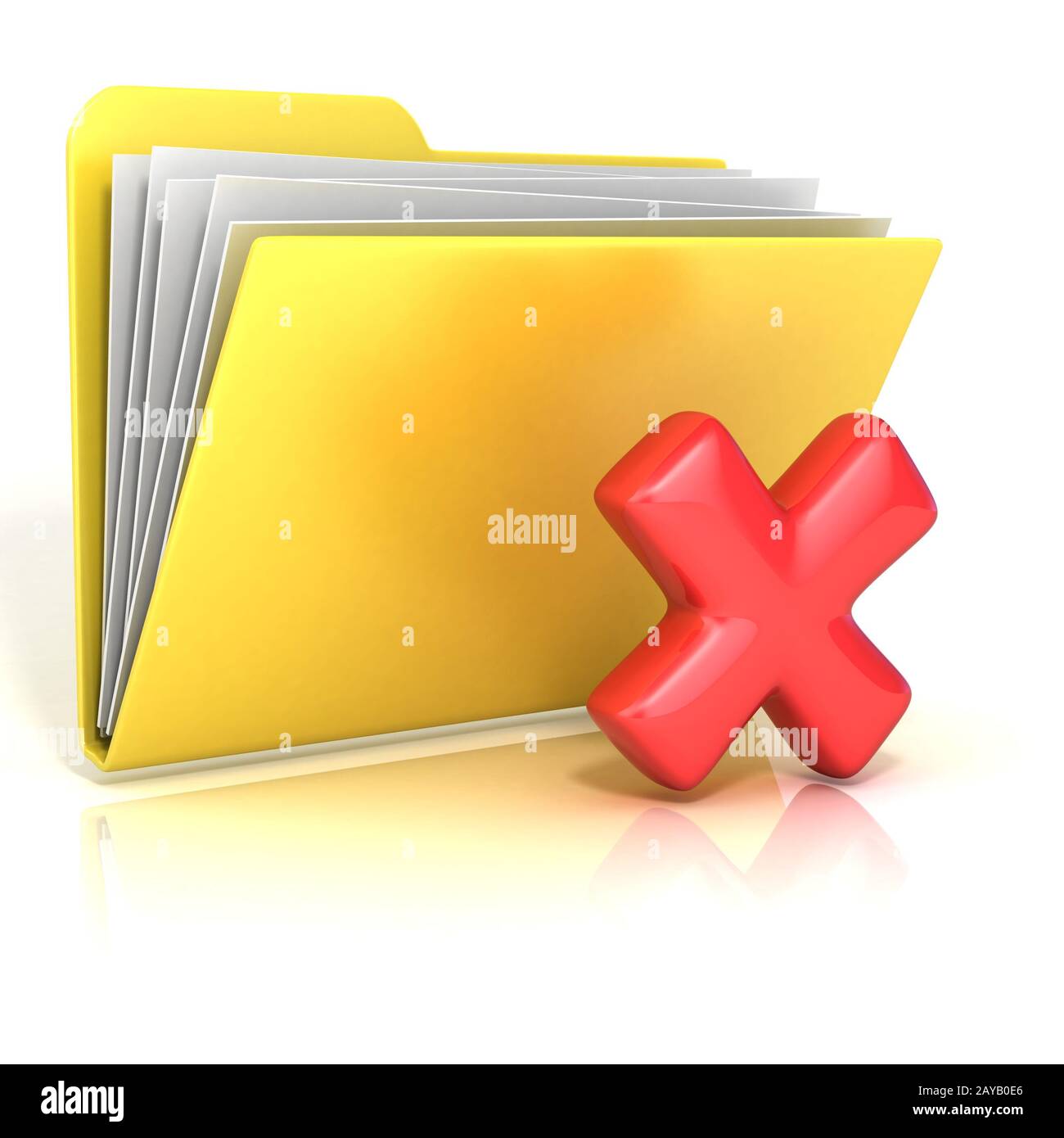 Negative, red check mark folder icon, 3D Stock Photo - Alamy