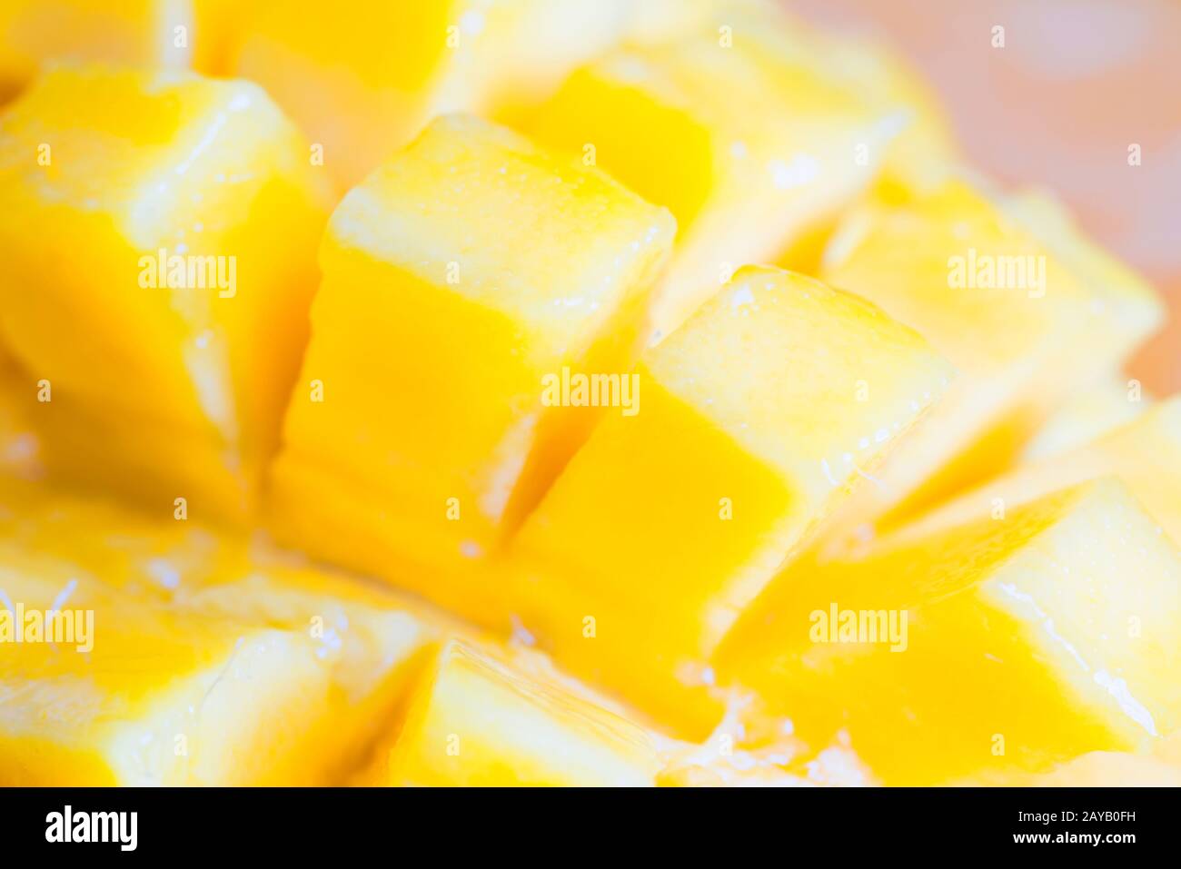 Close up view of mango sliced into cubes Stock Photo - Alamy