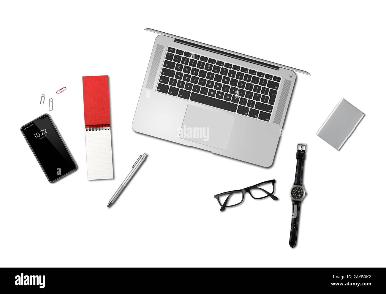 Workplace top view internet Cut Out Stock Images & Pictures - Alamy