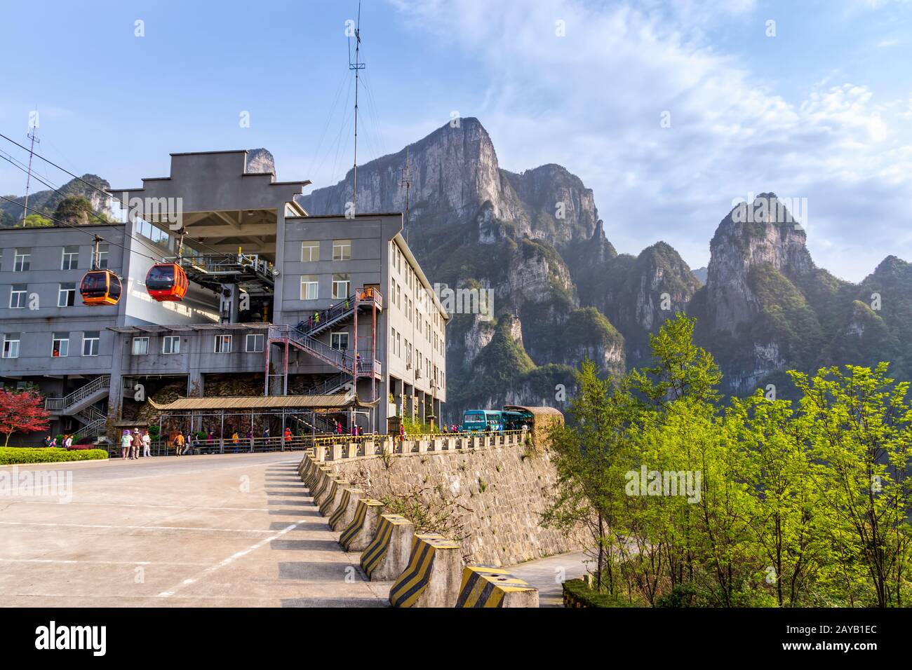 Cable way cart station to reach Heaven Gate at Tianmen Mountain ...
