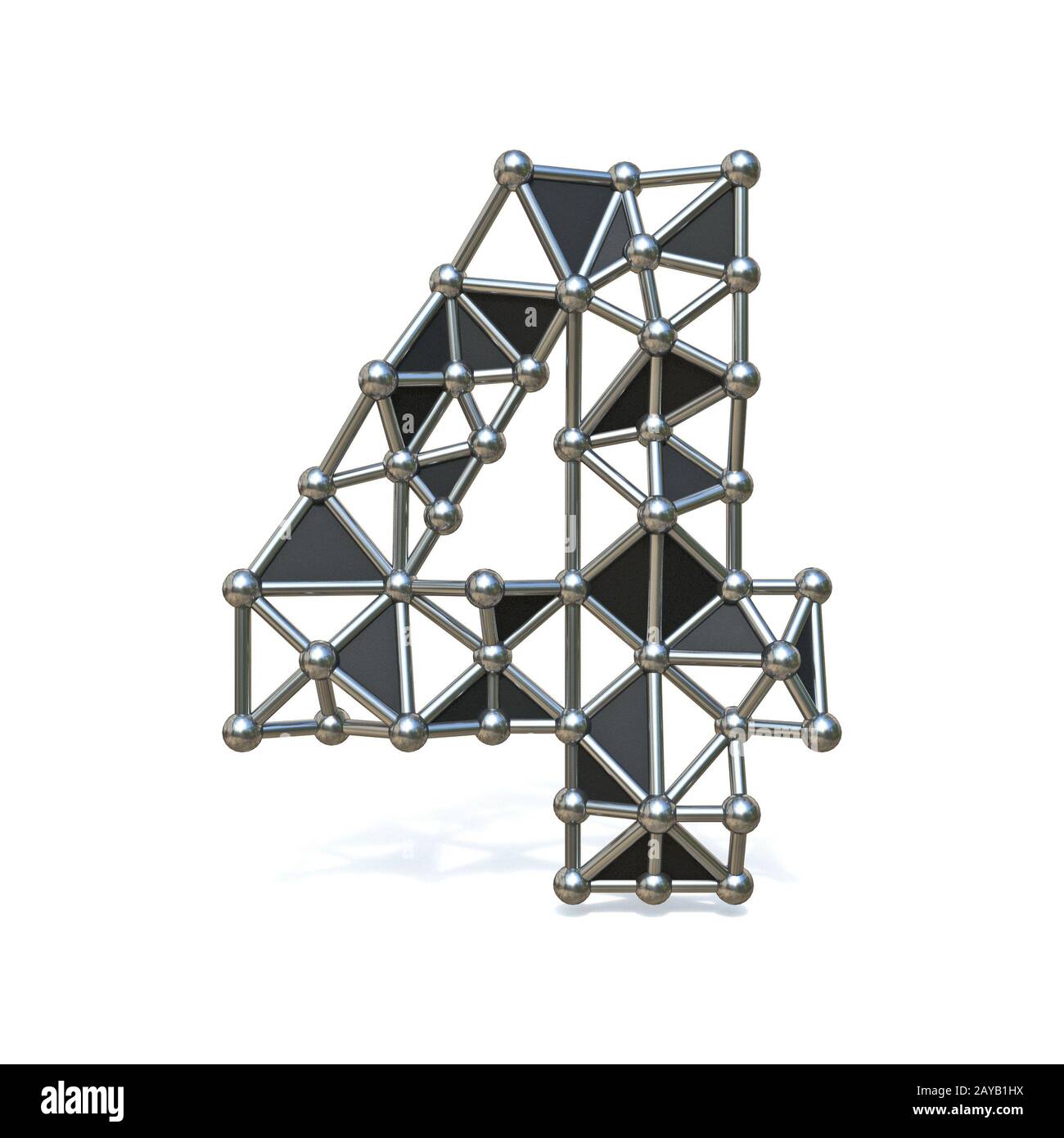 Wire low poly black metal Number 4 FOUR 3D Stock Photo - Alamy