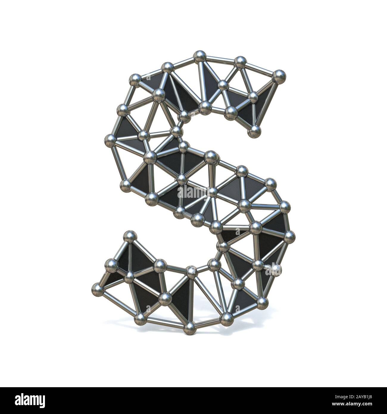 Wire low poly black metal Font Letter S 3D Stock Photo - Alamy