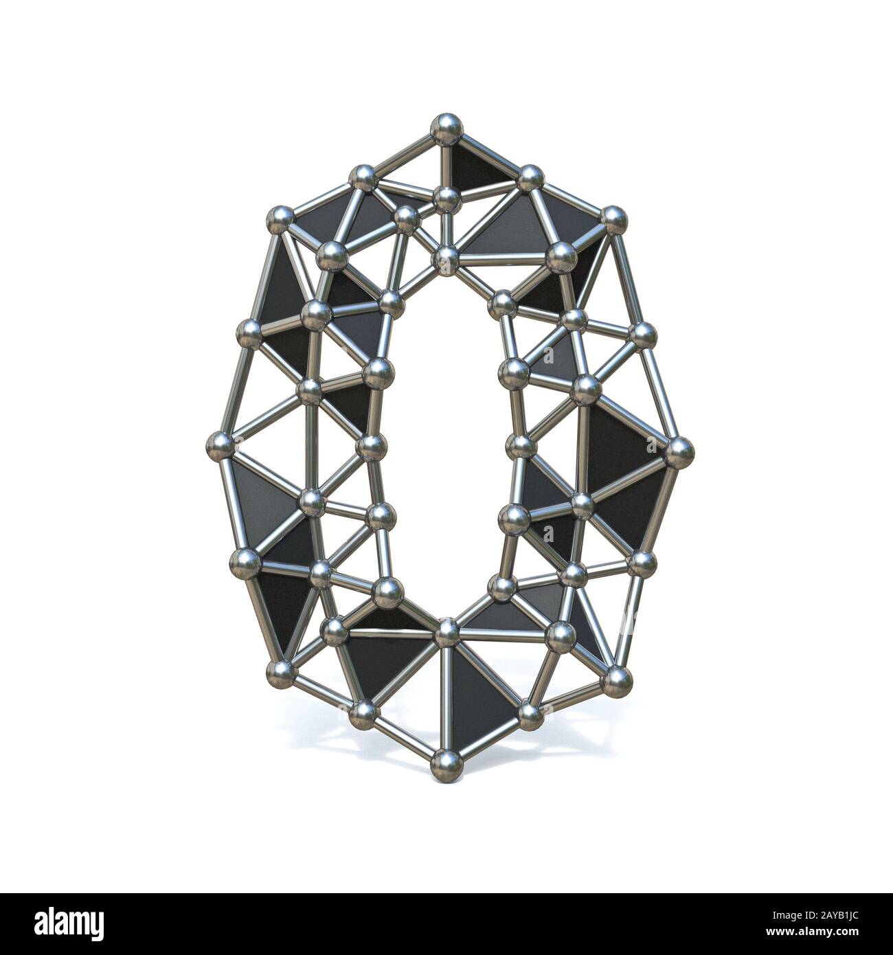 Wire low poly black metal Number 0 ZERO 3D Stock Photo - Alamy