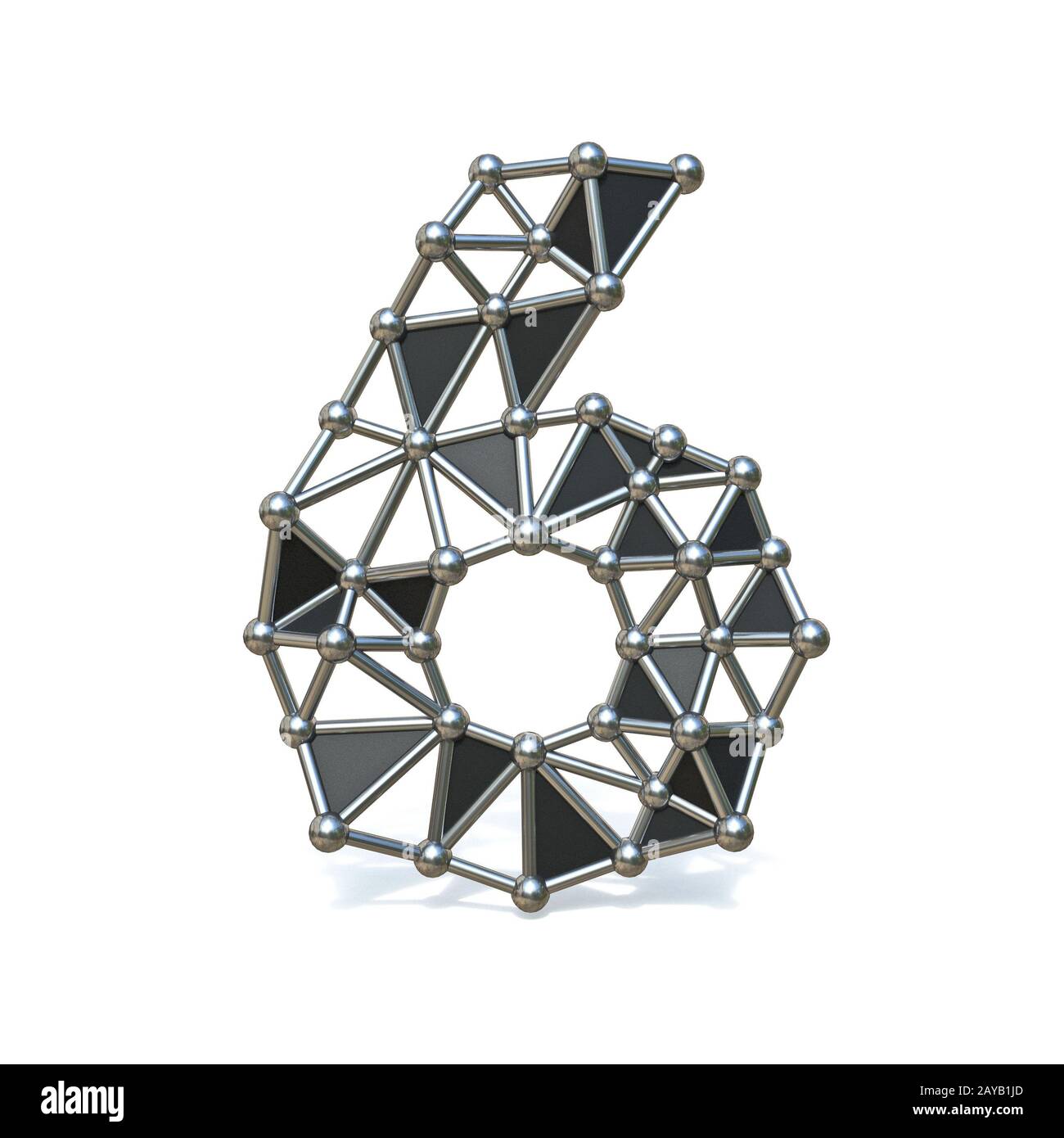 Wire low poly black metal Number 6 SIX 3D Stock Photo - Alamy