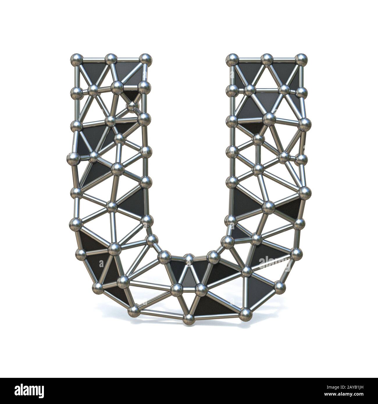 Wire low poly black metal Font Letter U 3D Stock Photo - Alamy