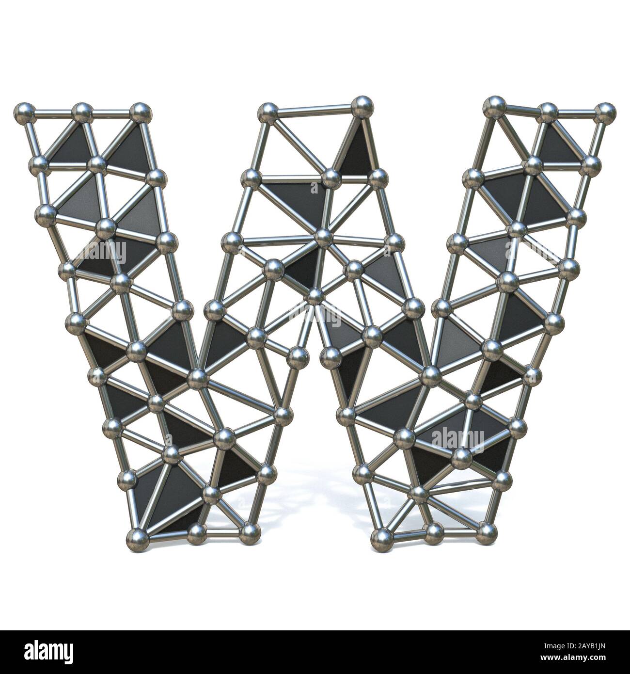 Wire low poly black metal Font Letter W 3D Stock Photo - Alamy