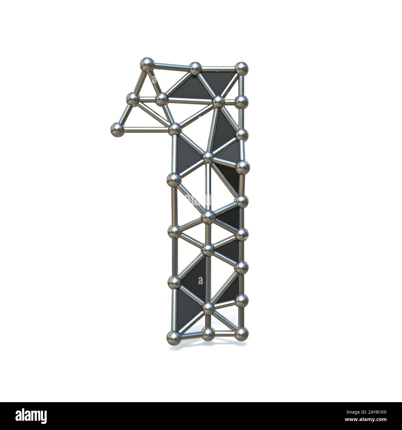 Wire low poly black metal Number 1 ONE 3D Stock Photo - Alamy